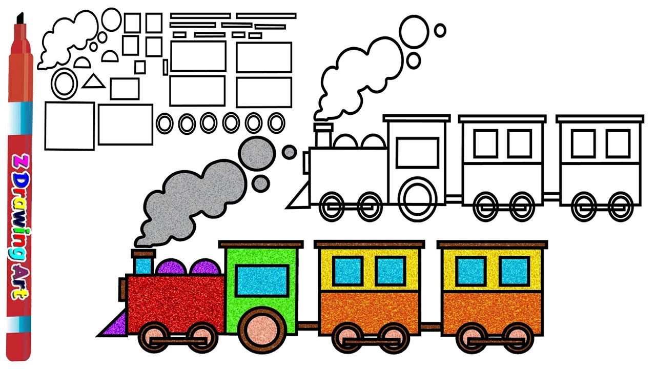 Train बनाएं वो भी Shapes की मदद से | How to Draw a Train Using Shapes ...