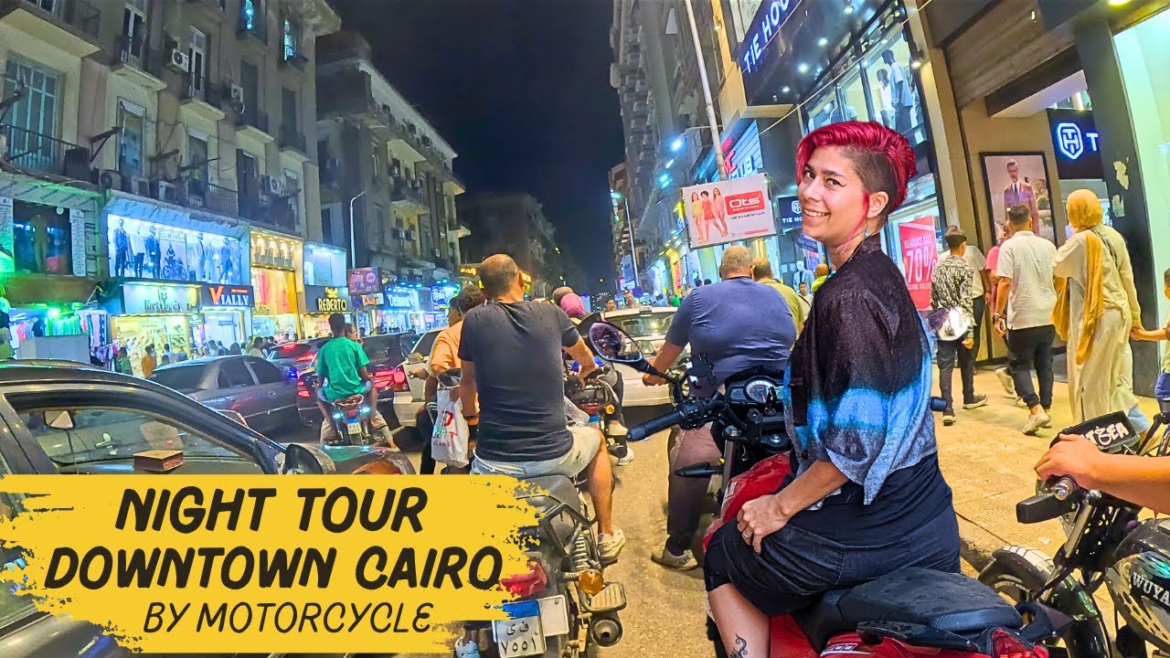 Downtown Cairo at Night Motorcycle Tour | Egypt Vlog 177 | جوله في وسط البلد بالليل بالموتسيكل ...