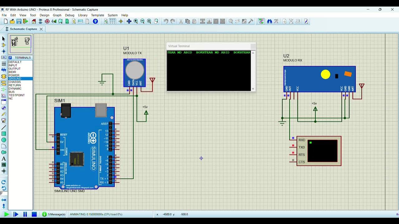 433mhz RF Transmitter and Receiver Simulation with Proteus | PROTEUS ...