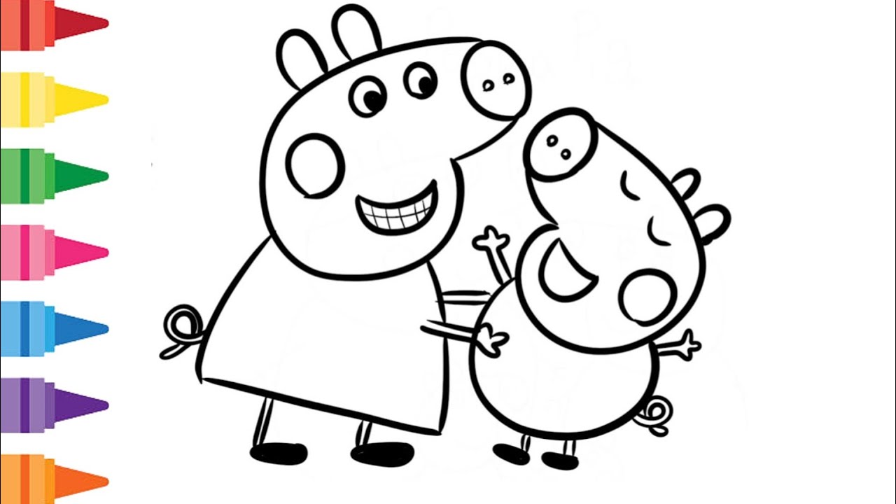 Peppa Pig Tickles George Pig Drawing and Coloring For Kids | Peppa Pig ...
