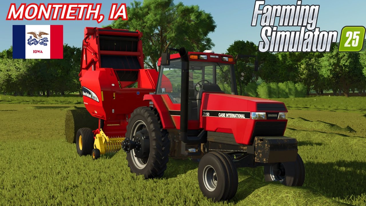 FS25 BALING GRASS WITH **NEW** NEW HOLLAND ROUND BALER | Monteith, IA ...