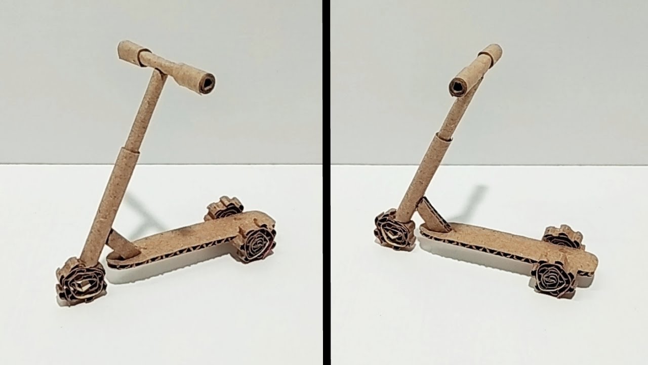 how to make a skate scooter in cardboard - YouTube