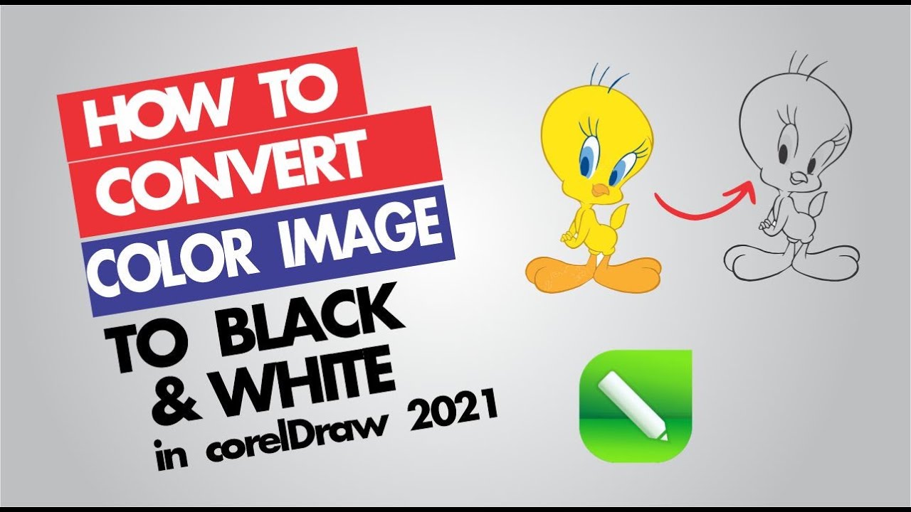 How to convert color image to black and white in CorelDraw - YouTube