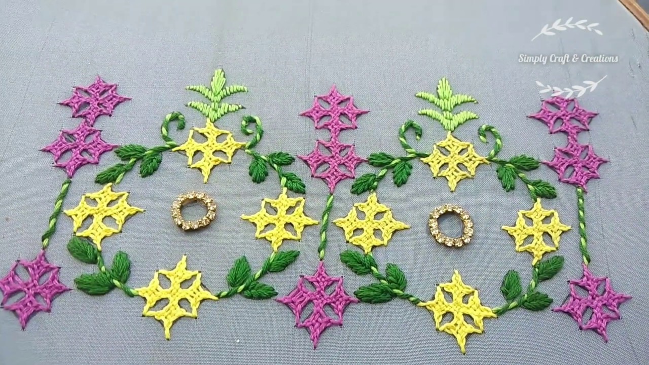 Hand Embroidery creative border with Gujarati Silai/ kutch work/ Sindhi ...
