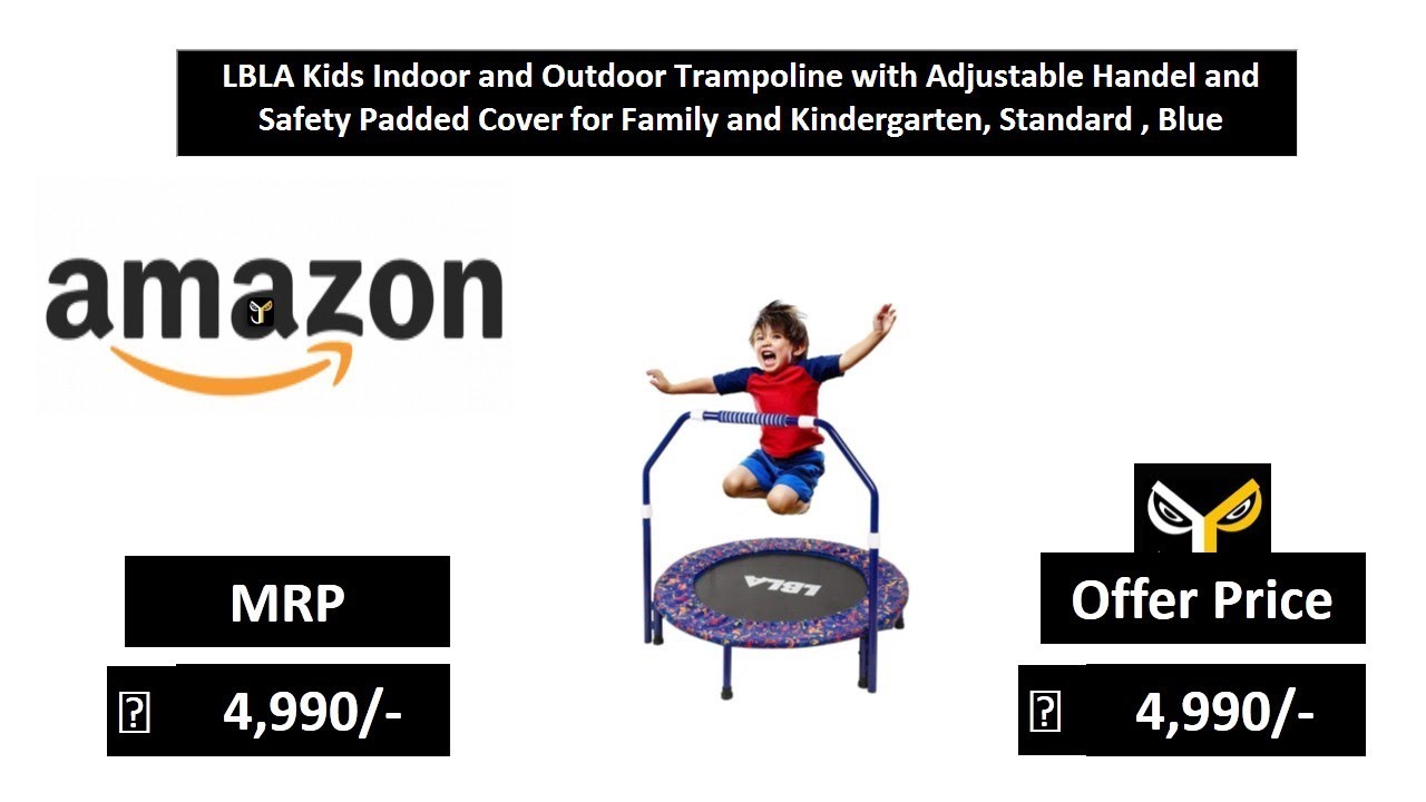 LBLA Kids Indoor and Outdoor Trampoline with Adjustable Handel - YouTube