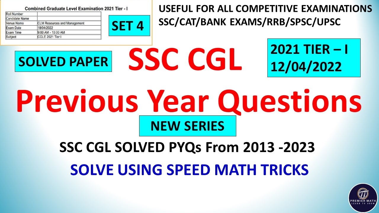 cgl previous year question paper tier 1 | CGL 2021 Math solved paper 12 ...