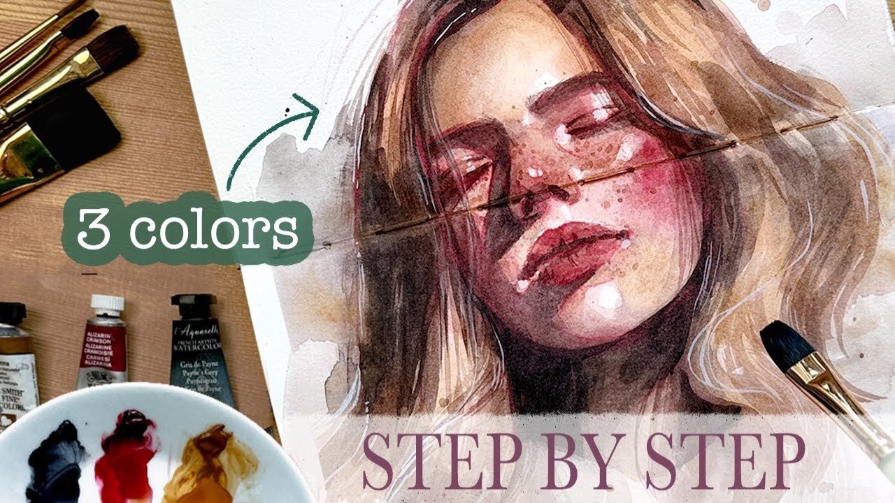 I Painted a Watercolor Portrait Using Only 3 Colors - YouTube