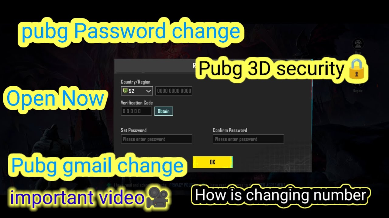 pubg Password Change | pubg 3D Security is very important | Pubg change ...