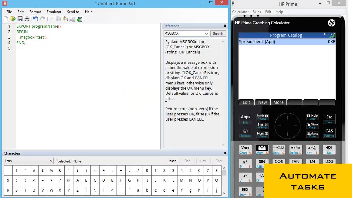 Automation for the HP Prime Emulator - YouTube