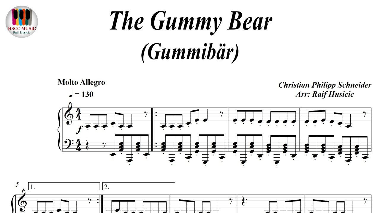 The Gummy Bear, Gummibär, Piano Sheet Music, Piano Tutorial - YouTube