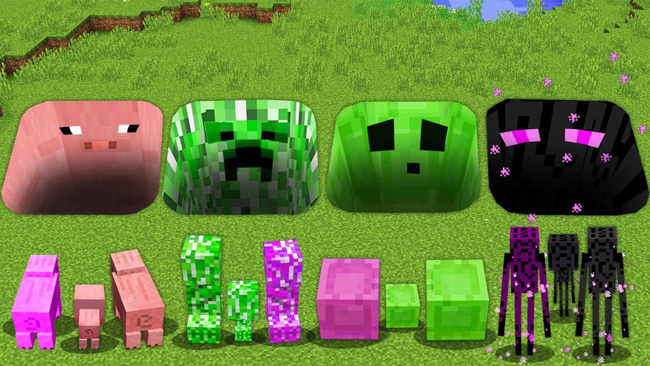 Minecraft FAMILY ENDERMAN CREEPER SLIME PIG SECRET TUNNELS How to Play ...