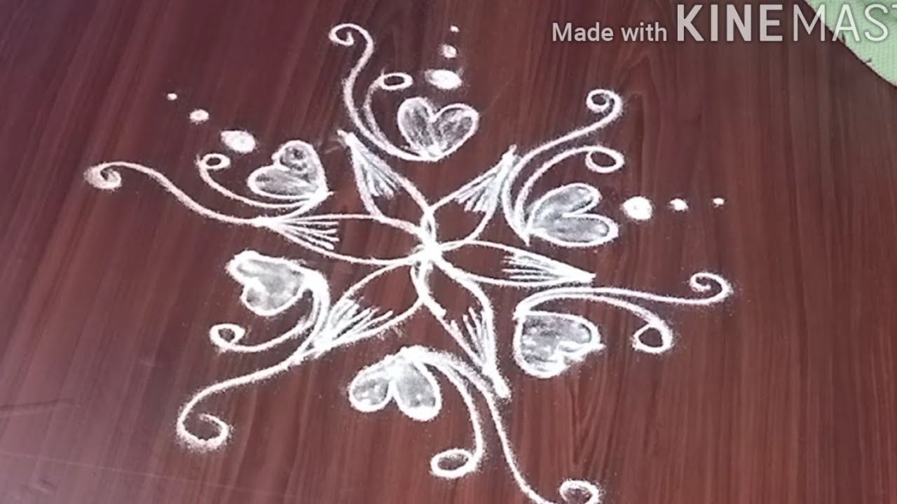 Cute ஆன Heart rangoli design - YouTube
