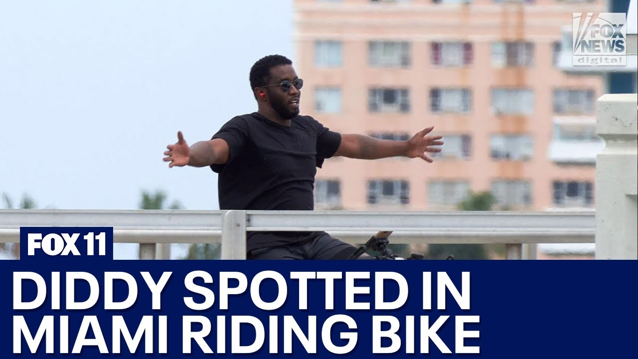 Diddy spotted riding bike in Miami - YouTube