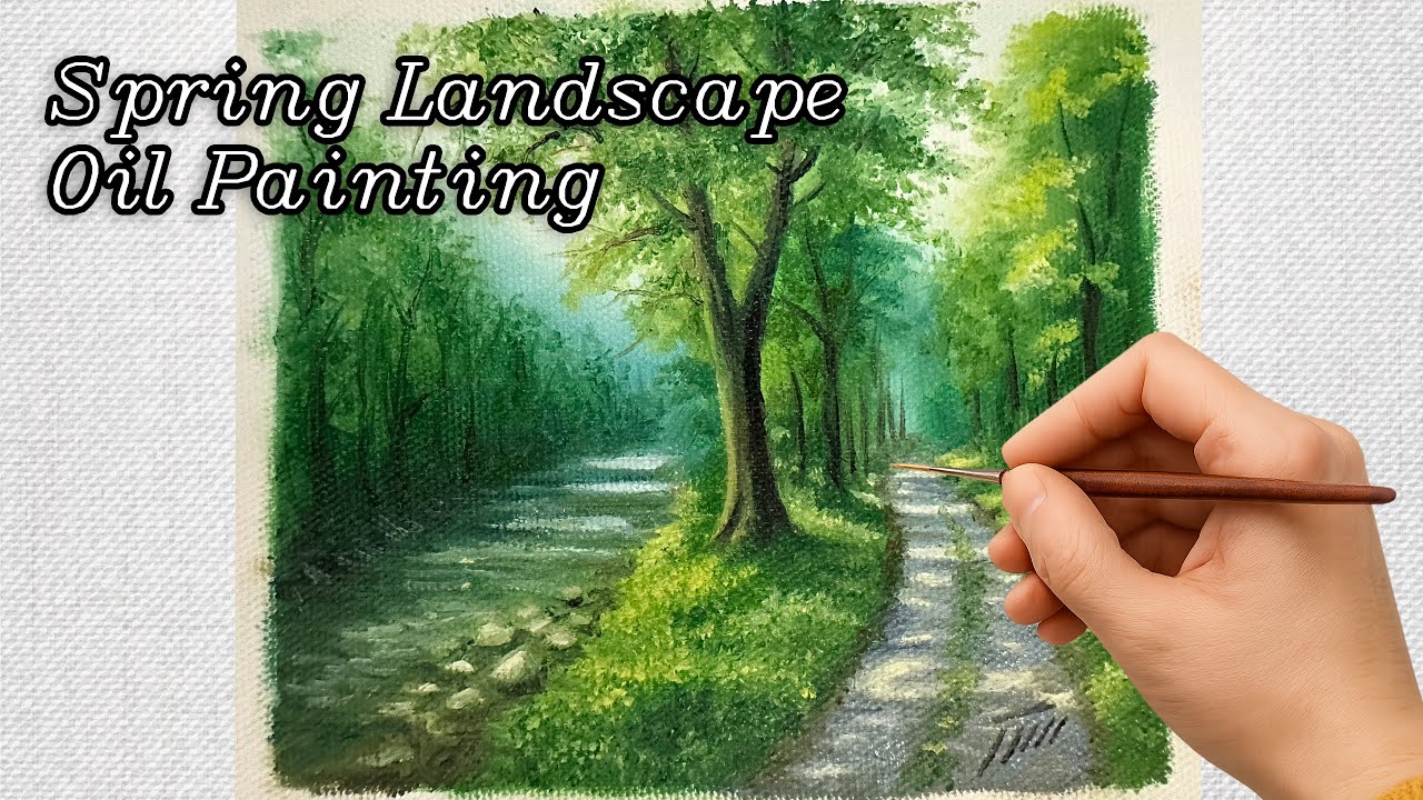 Easy Spring Landscape Oil Painting Step by Step Tutorial for Beginners ...