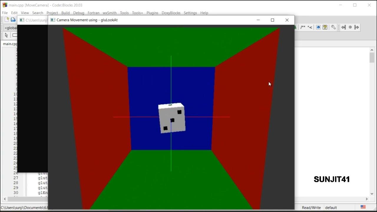 Move Camera - C++ code for moving camera in 3D (Using GLUT, gluLookAt ...