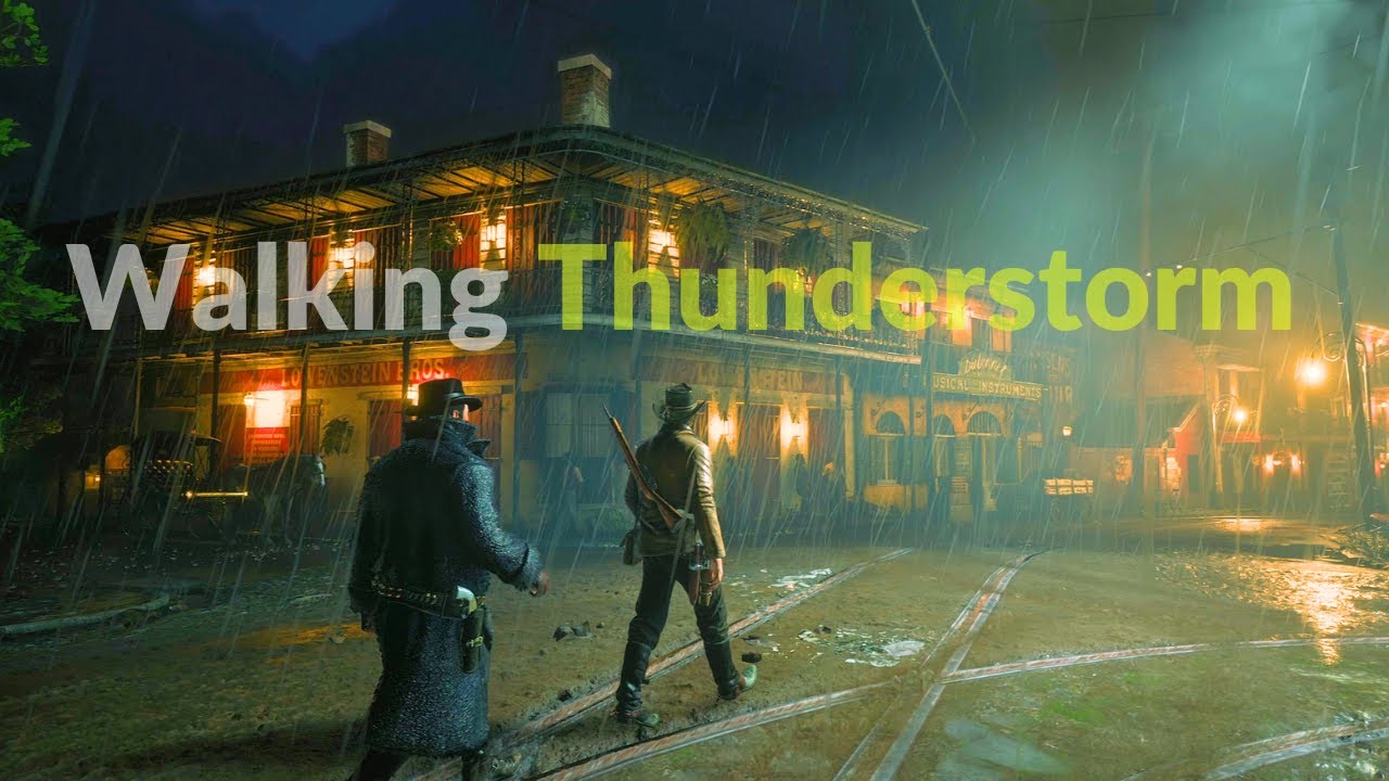 Arthur Morgan & Dutch’s Night Walk Through Rainy Saint Denis | 3HR RDR2 ...