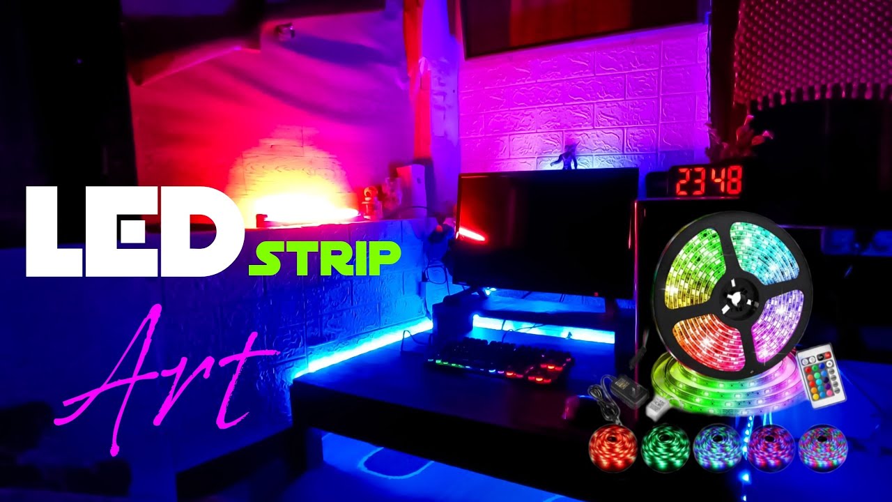 Pasang Lampu LED Strip Pada Meja PC || LED Strip Art Estetic - YouTube