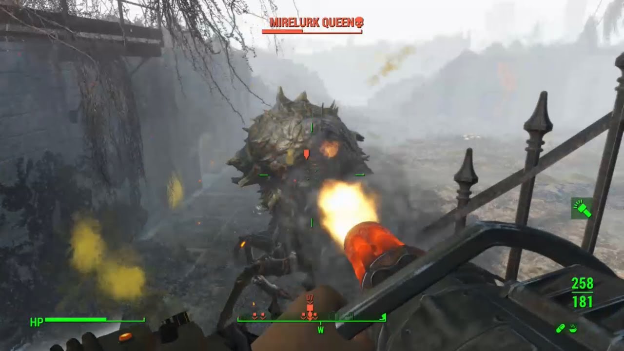Fallout 4 Boss Fight; Mirelurk Queen(Retaking The Castle) - YouTube
