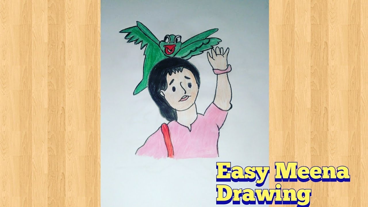 How to draw Meena Cartoon step by step - YouTube