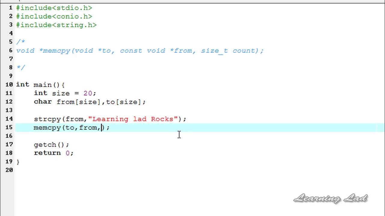 090 90 memcpy Function in C Programming Language Video Tutorial - YouTube