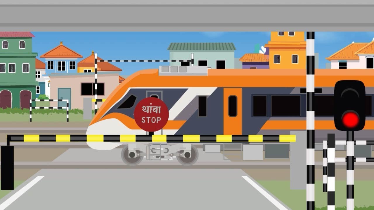 Indian Railroad Crossing and trains anime रेलरोड क्रॉसिंग インドの踏切アニメ ...