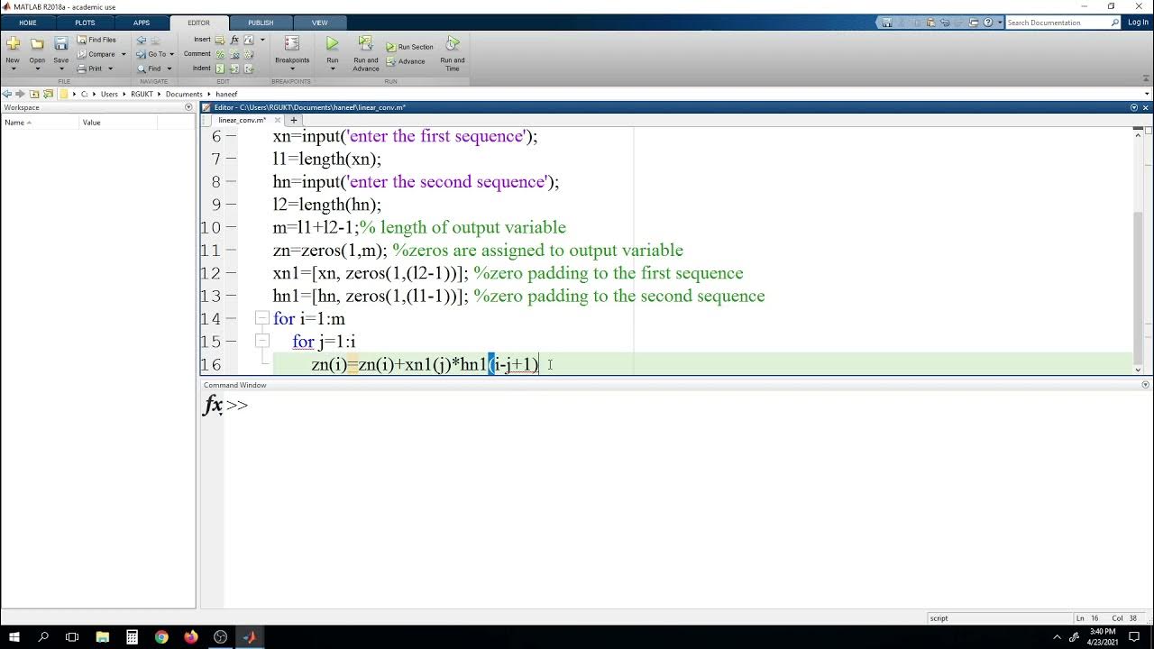 Experiment 4:- linear convolution# DSP lab - YouTube