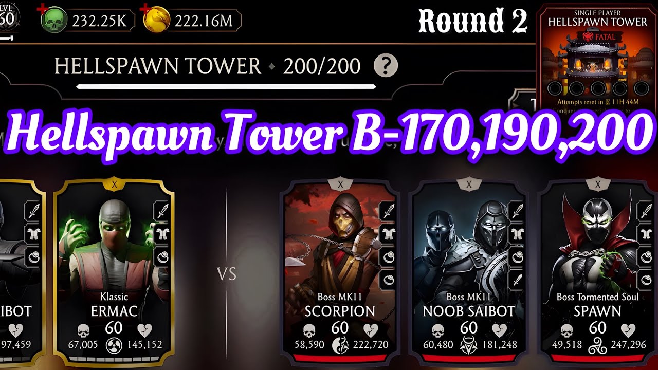 Hellspawn Tower Boss Battle 200 & 170,190 Fight + Reward MK Mobile - YouTube