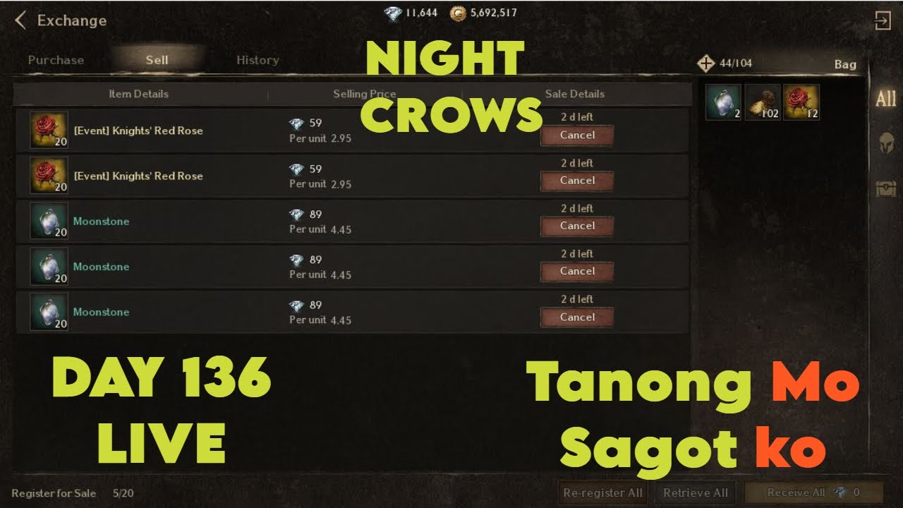 Night Crows Day 136 Grind kahit maulan lets G! - YouTube