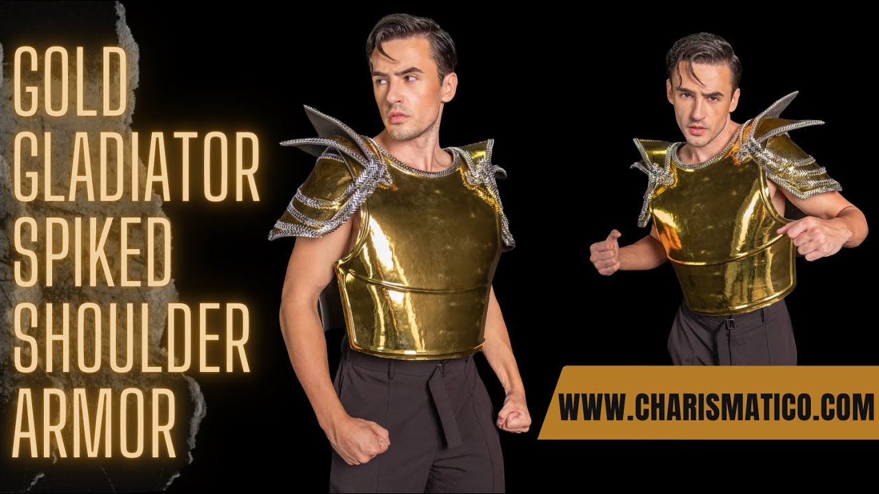 Majestic Gold Gladiator Spiked Shoulder Armor - YouTube