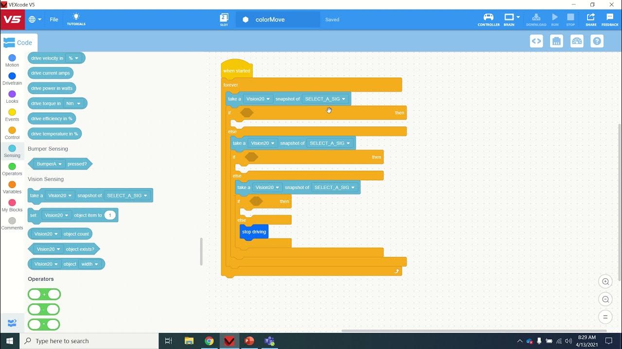 Setting up a vision sensor in Vex V5 blocks - YouTube
