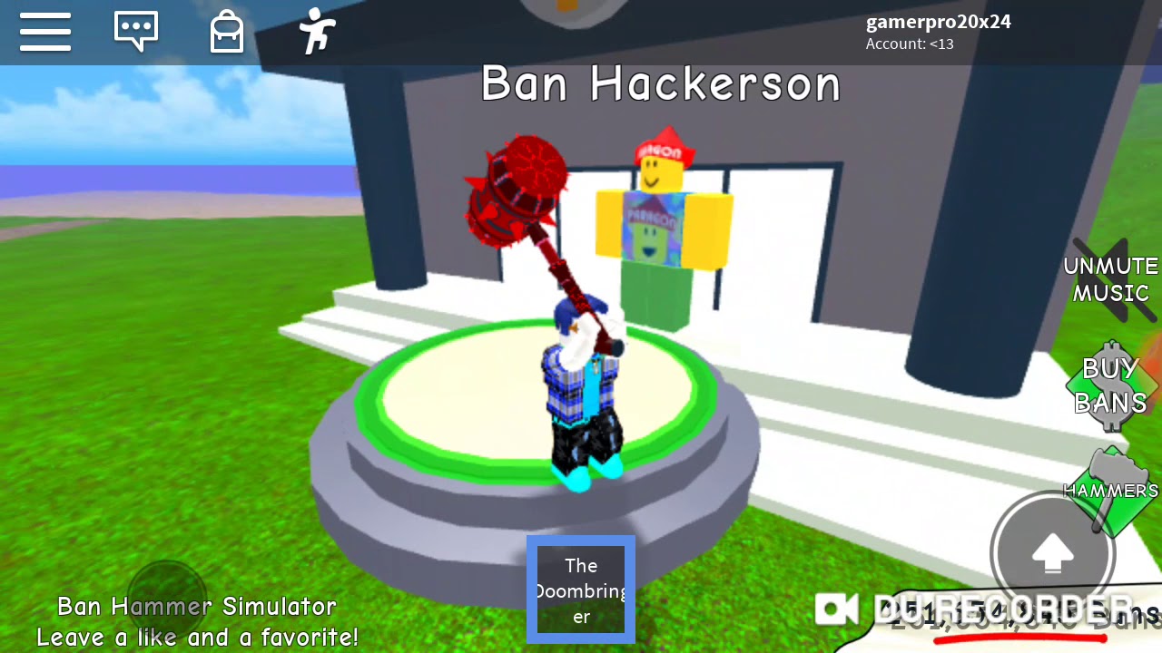 Azi jucăm ban hammer simulator pe roblox - YouTube