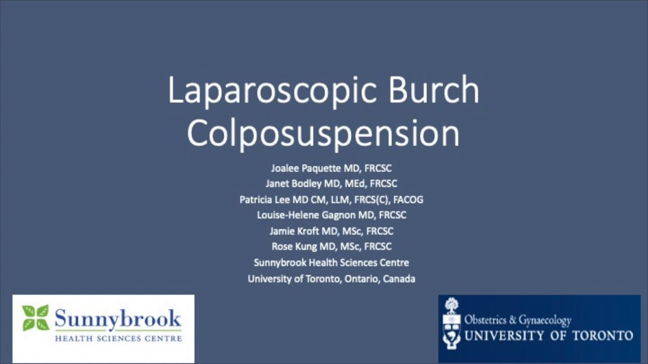 Laparoscopic Burch Colposuspension - YouTube
