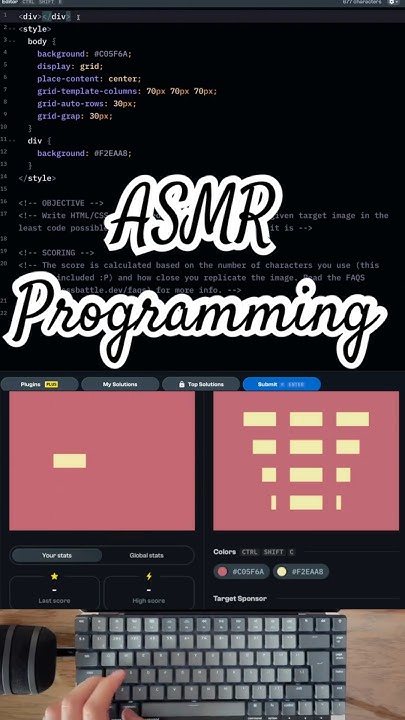 CSS Battle 23rd July: ASMR Coding Keyboard Only #coding #asmr #cssbattle #k3 #webdev #keyboard ...