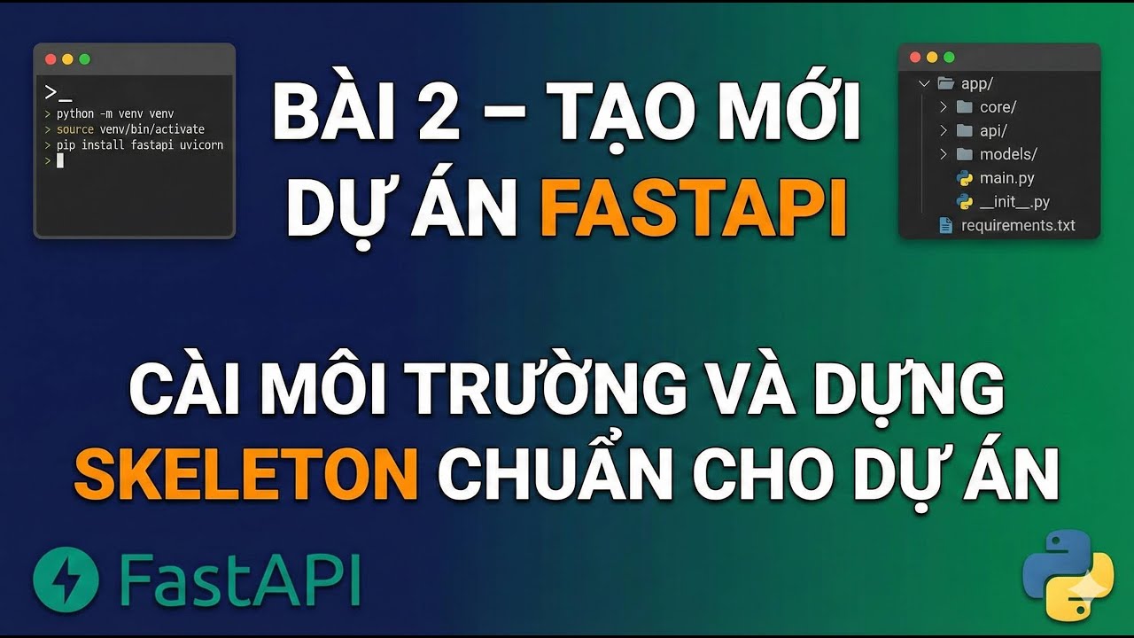 Bài 2 – Tạo mới dự án FastAPI, cài môi trường và dựng skeleton chuẩn cho dự án | FastAPI Python ...