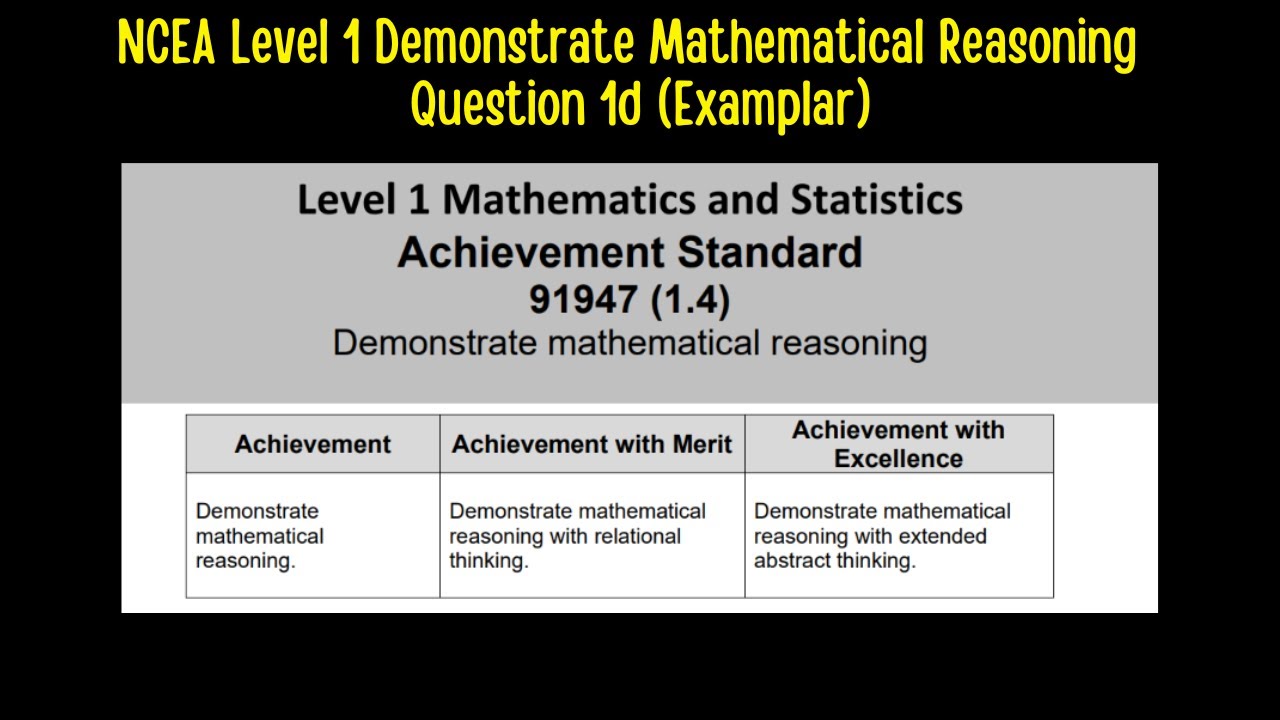 NCEA Level 1 - Demonstrate Mathematical Reasoning Question 1d (Examplar ...