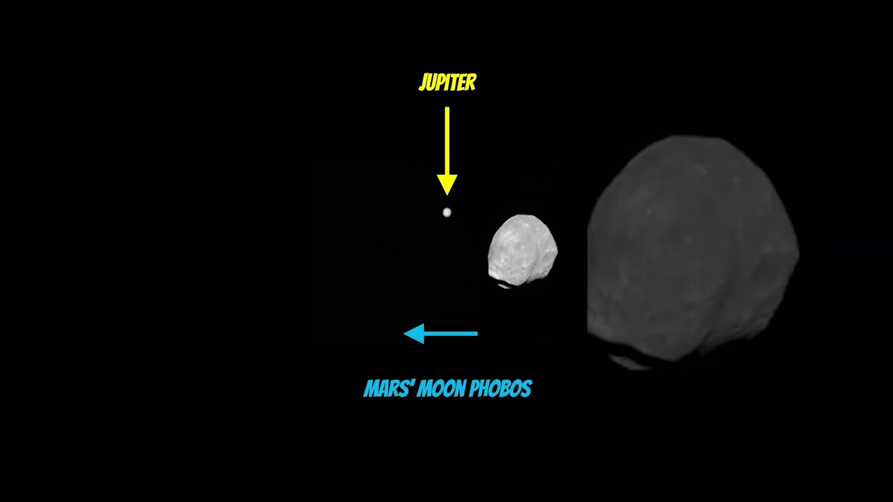 Mars' Moon Phobos Glides Past A Distant Jupiter - YouTube