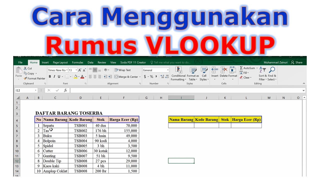 Cara Menggunakan Rumus VLOOKUP Excel - YouTube