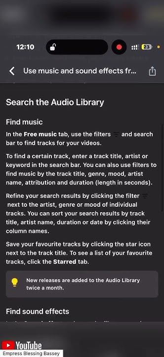 Tutorial: How to open YouTube audio library on your mobile phone # ...