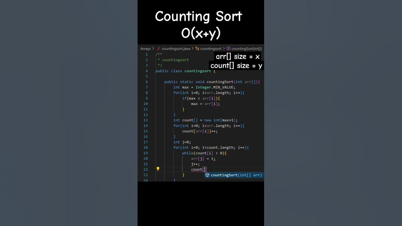 Quick Revision of Counting Sort in java #shorts #coding #learning - YouTube