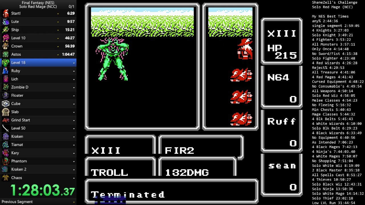 FF1 NES Solo Red Mage (No Class Change) 5:30:16 - YouTube