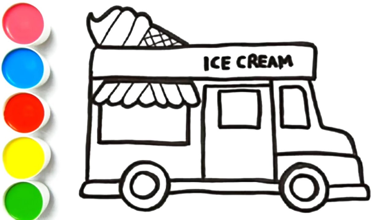 Ice Cream Truck Drawing Coloring and Painting For Kids and Toddlers ...