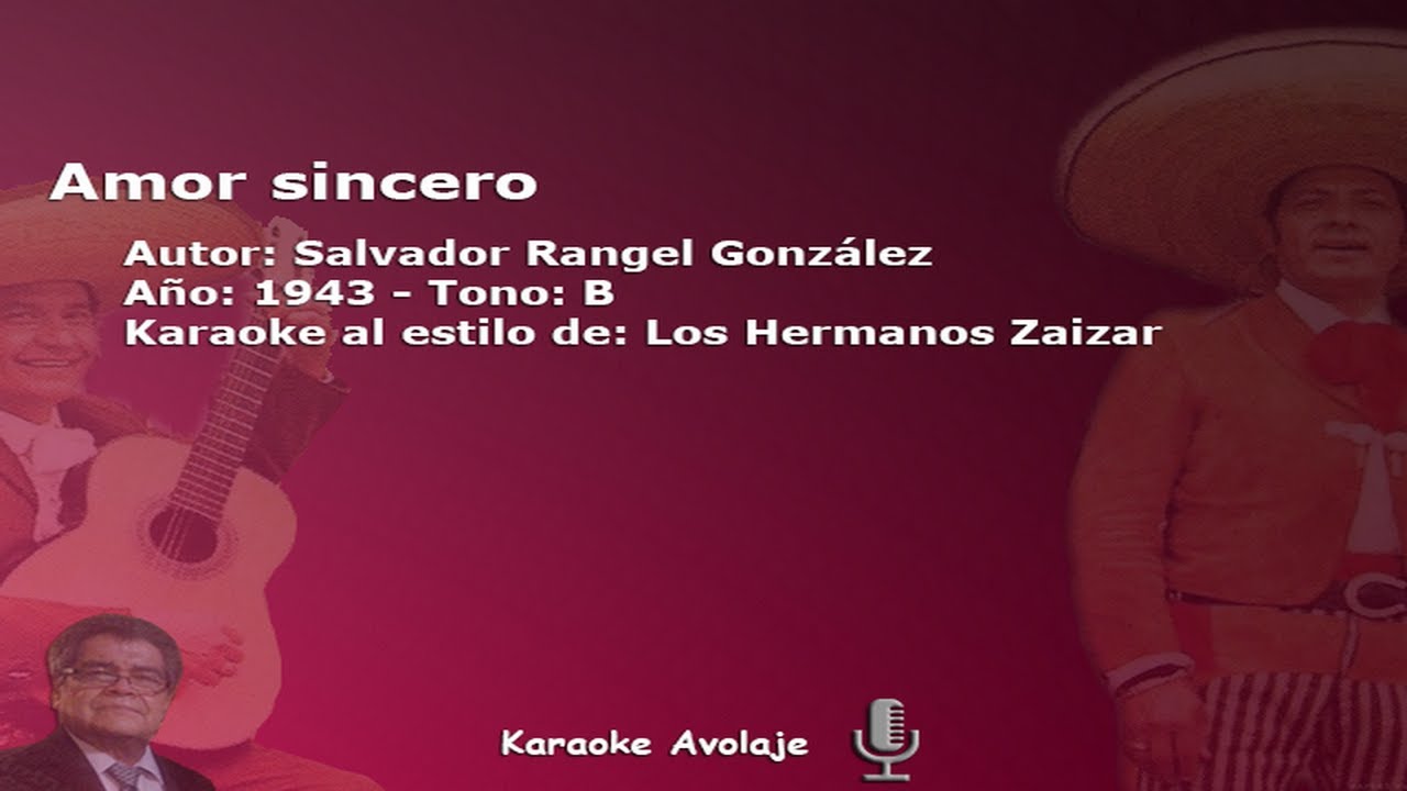 Amor sincero Hermanos Zaizar Karaoke Tono B - YouTube