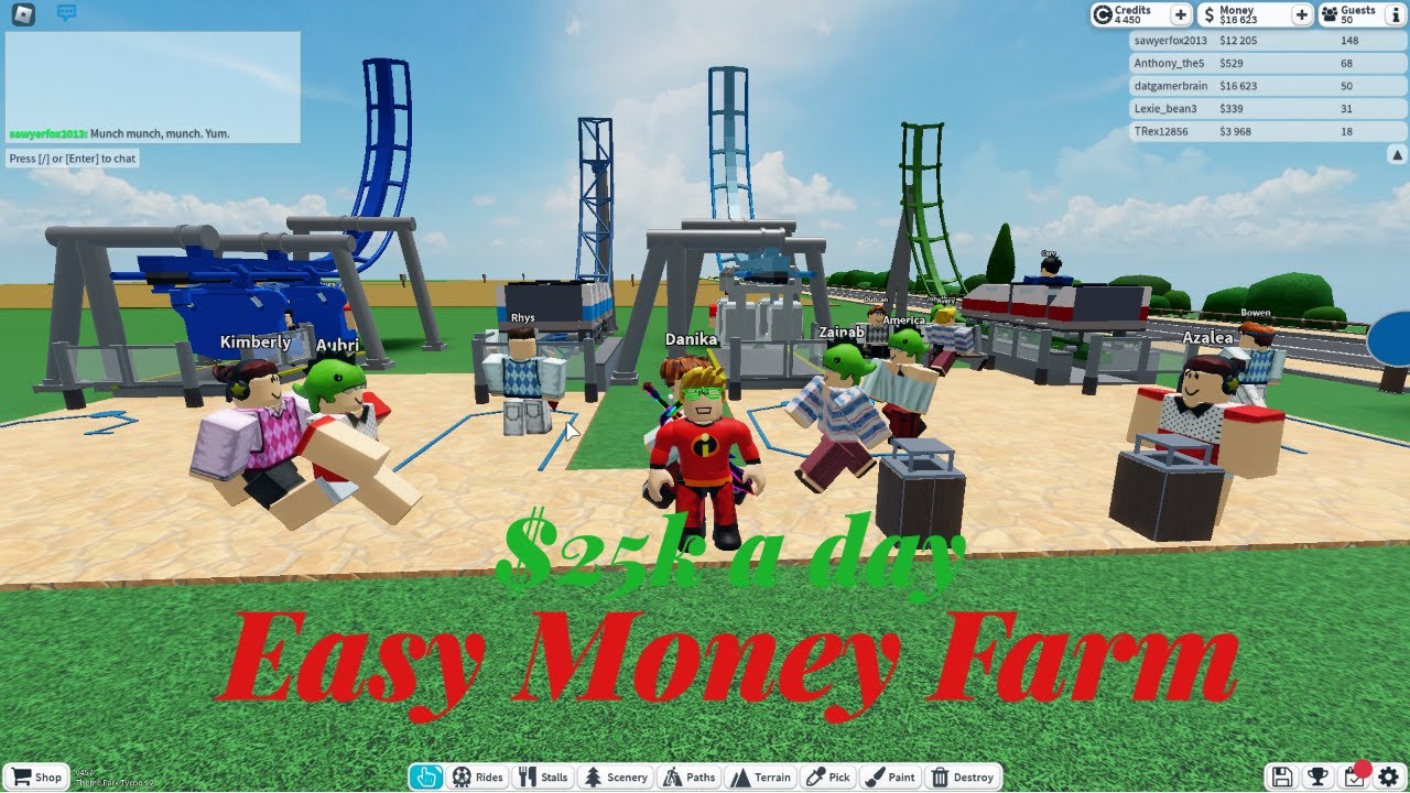 How to make an easy money farm in theme park tycoon 2 - YouTube