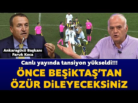 Ankaragücü Başkanı Faruk Koca ile Ahmet Çakar arasında canlı yayında tansiyon yükseldi