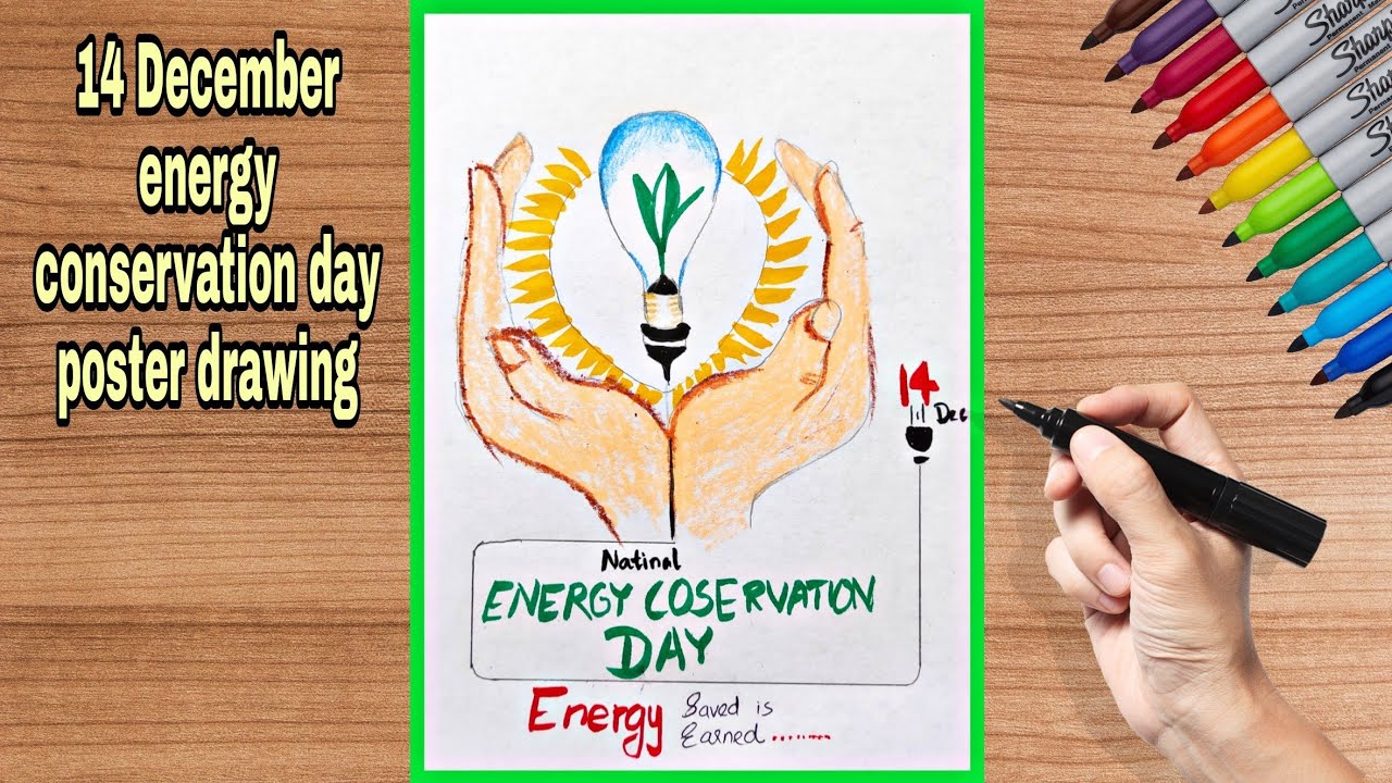 Energy conservation poster drawing easy for beginners // step by step ...