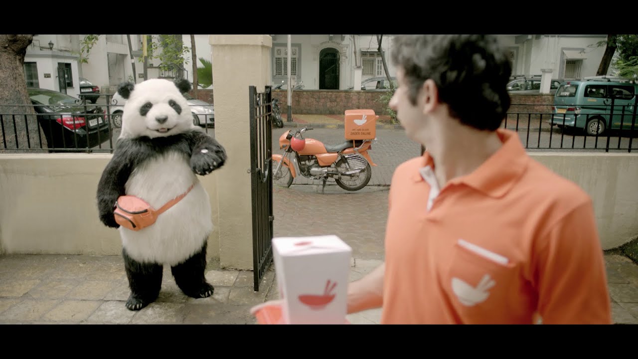Panda checking a delivery. This happens only in India! - YouTube