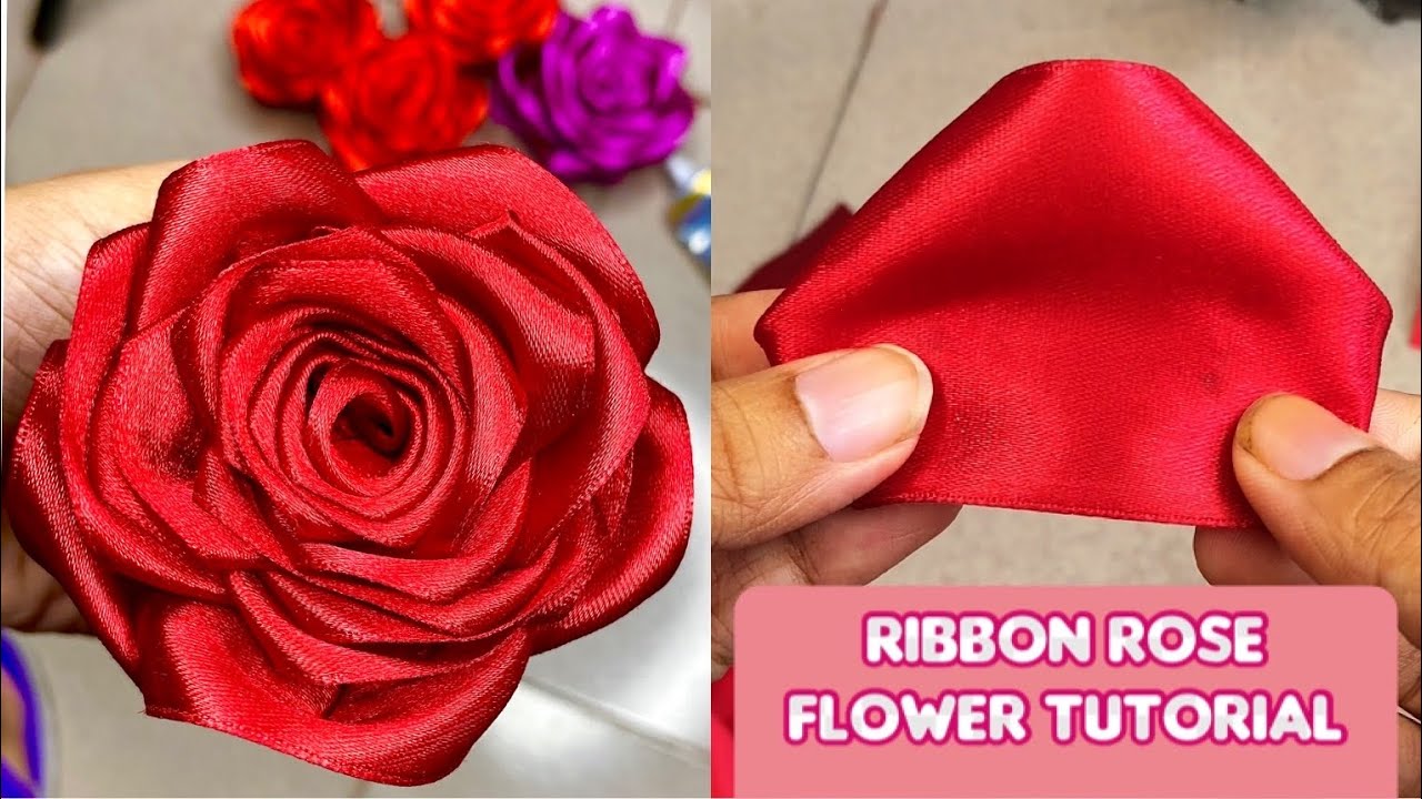 How to make a ribbon rose //Ribbon flower craft ideas - YouTube