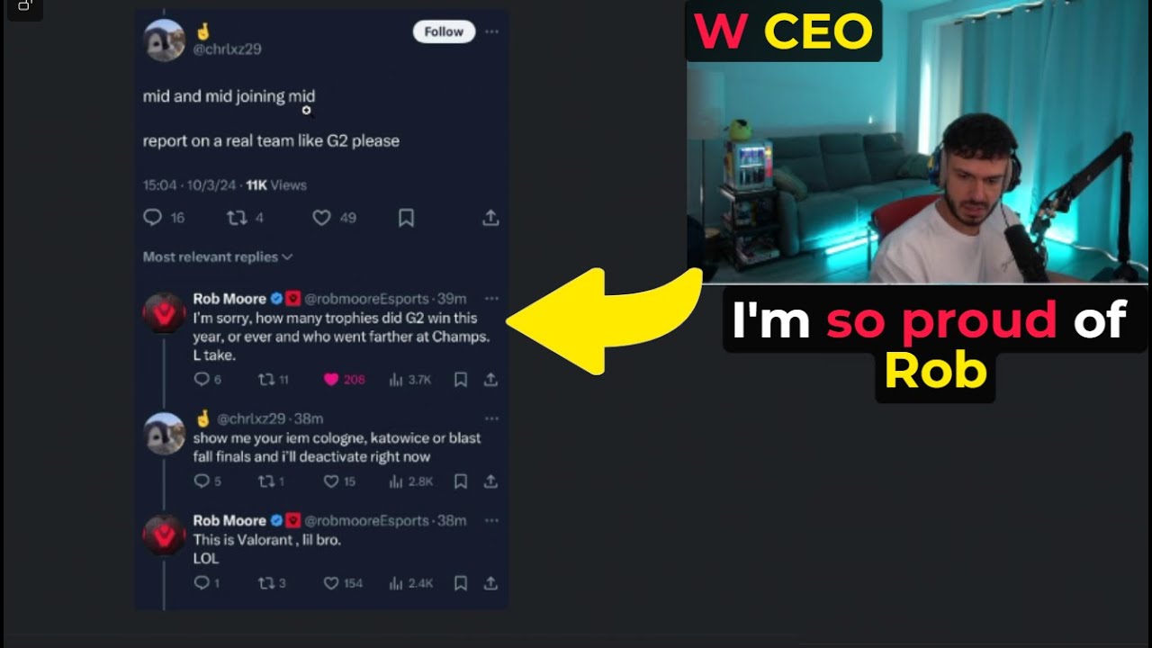 Tarik Reacts: Sentinel's CEO Rob Moore's Heated Exchange with G2 Fan ...