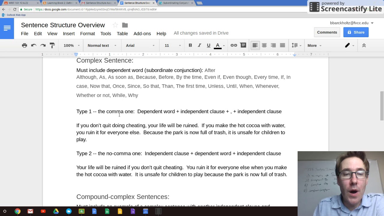 WRIT 101 -- Sentence Structure - YouTube