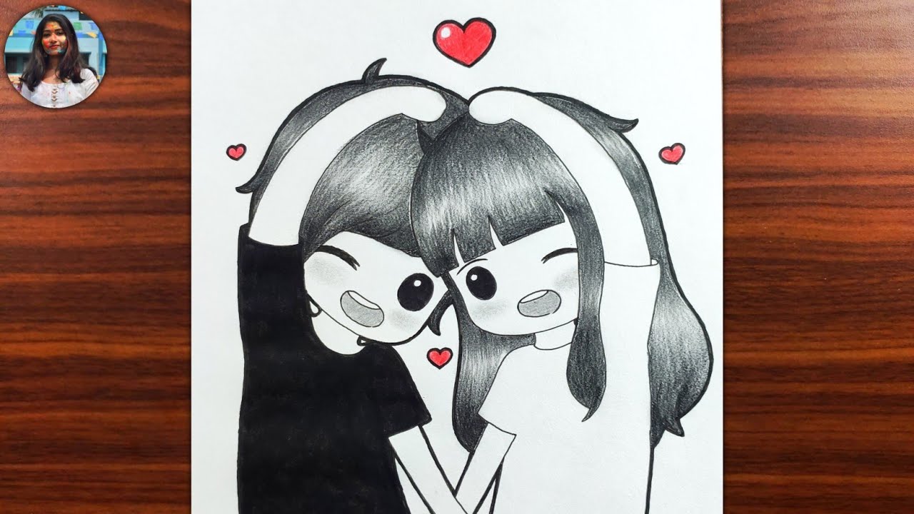 How to draw cute couple drawing | How to draw cute couple in Love ...